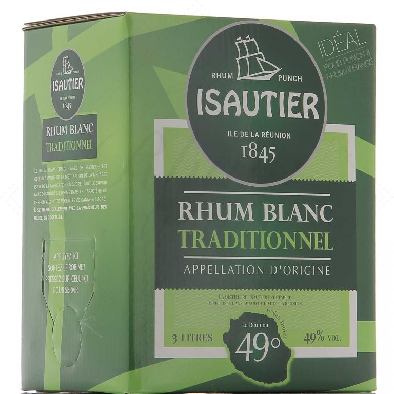 Isautier Blanc Traditionnel 49° - Cubi BIB Bag-In-Box 3 litres ! - Rhum Attitude