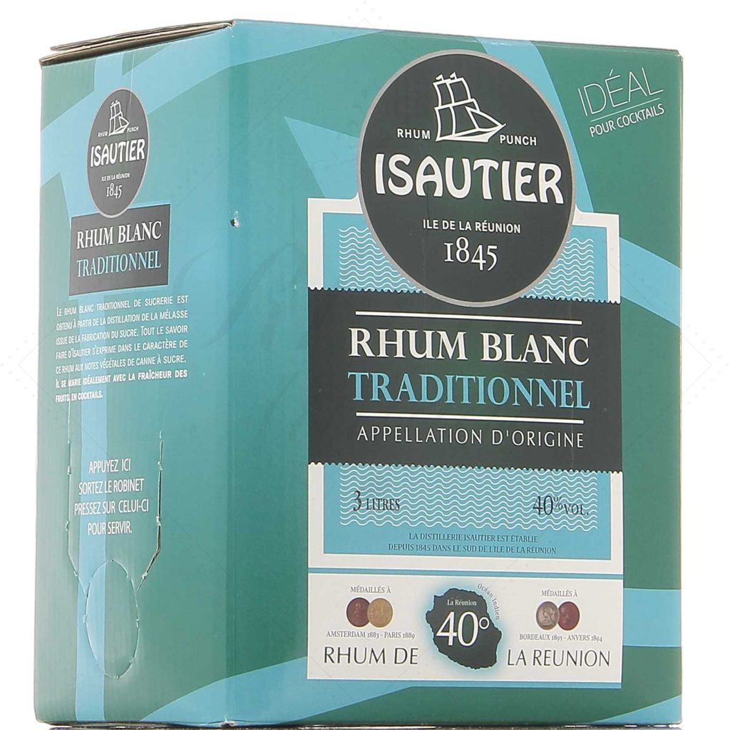 Isautier Blanc Traditionnel 40° - Cubi BIB Bag-In-Box 3 litres ! - Rhum Attitude