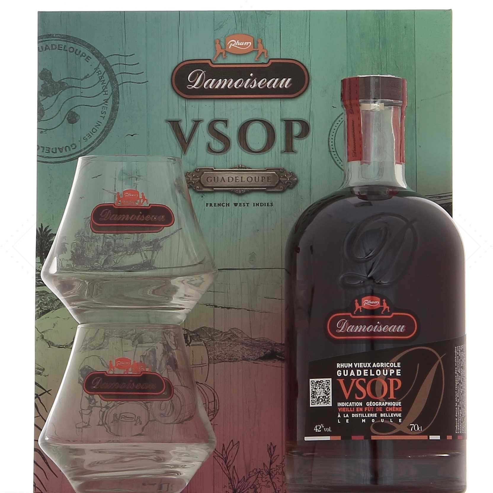 Damoiseau VSOP en coffret 2 verres 42° - Rhum Attitude