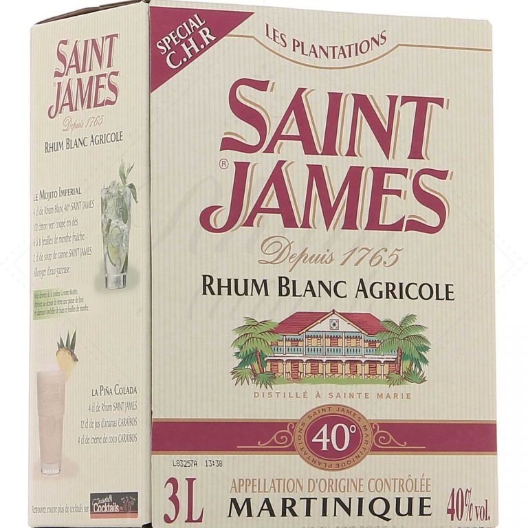 Saint James Blanc 40° - Cubi BIB Bag-In-Box 3 litres ! - Rhum Attitude