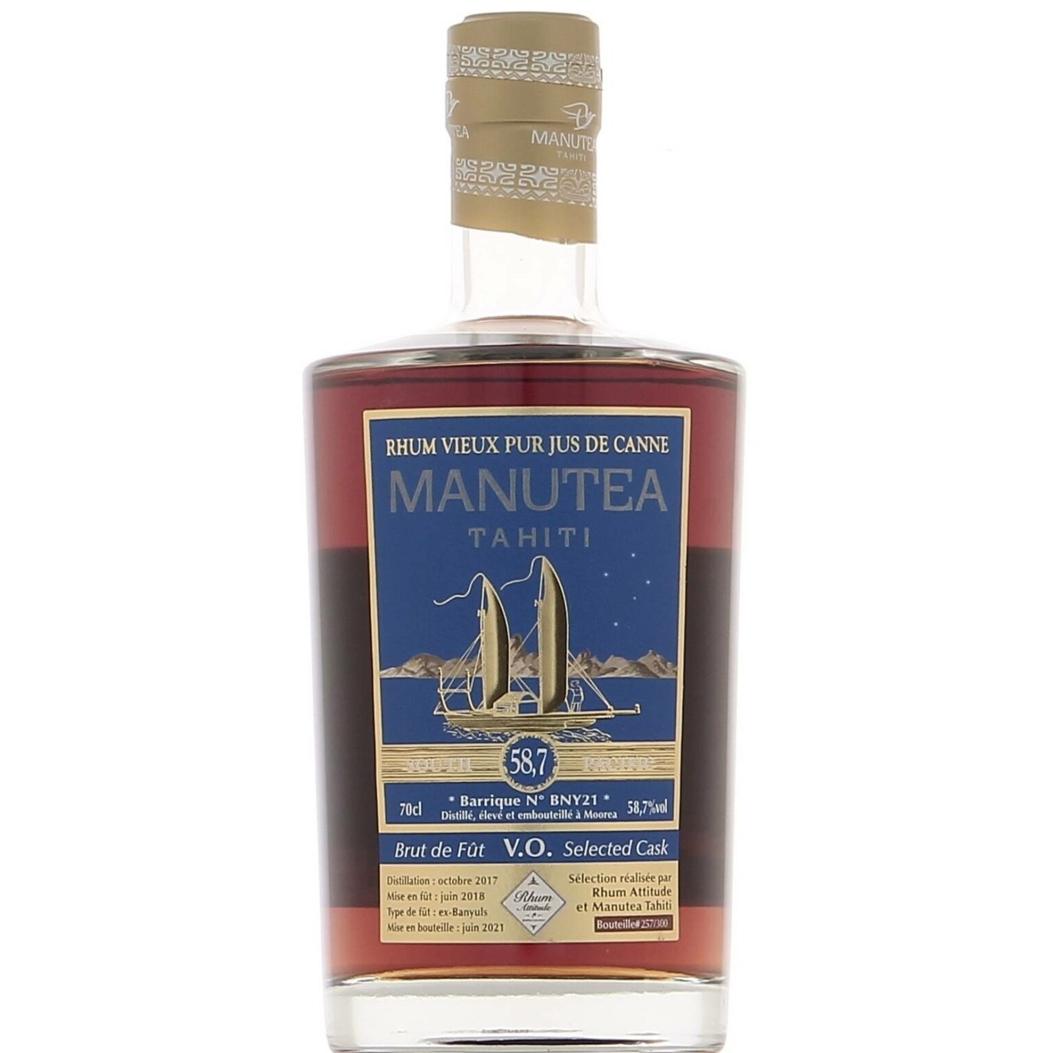 Manutea VO ex-Banyuls brut de fût BNY21 sélection Rhum Attitude 58,7 ...