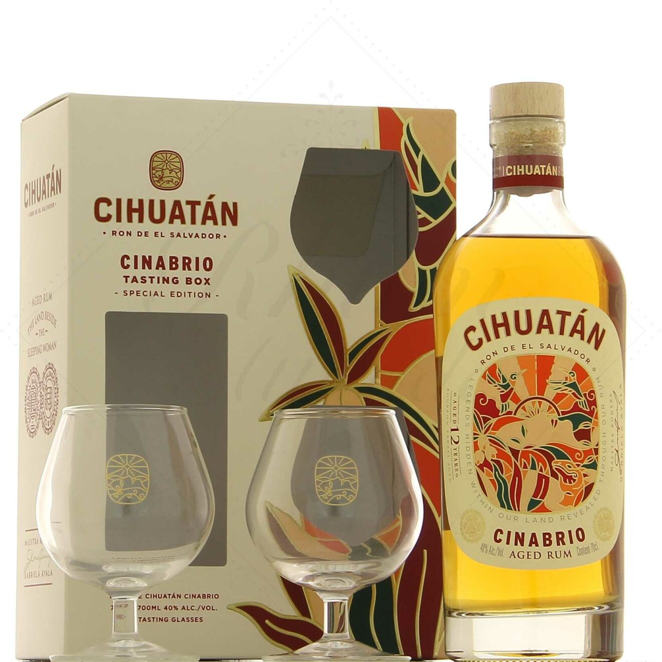 Cihuatan 12 ans Cinabrio 40° en coffret 2 verres - Rhum Attitude
