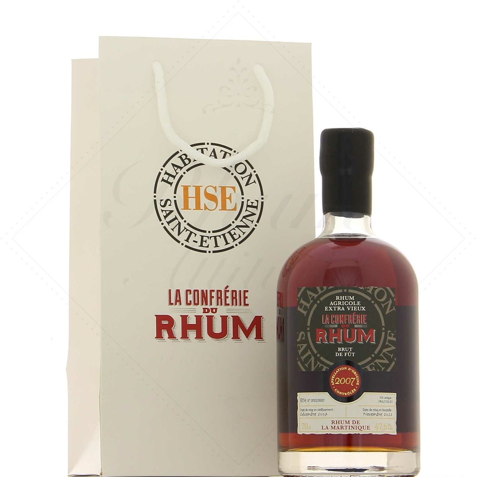 HSE Confrérie du Rhum 2007 Brut de fût Chêne français 47,6° - Rhum Attitude