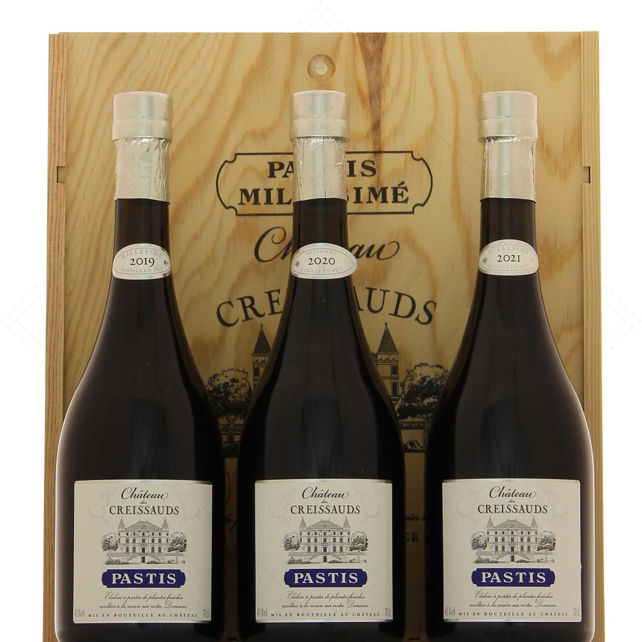 Coffret 3 pastis Château Des Creissauds 2019 2020 2021 45° - Rhum Attitude