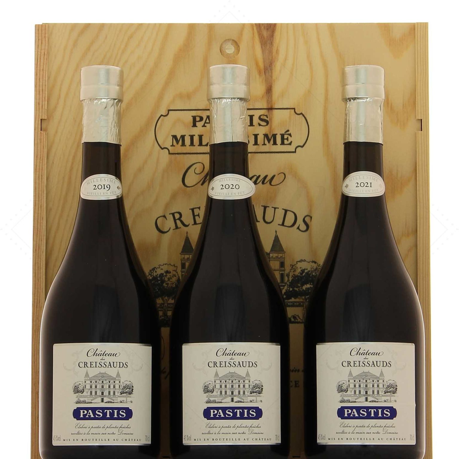 Coffret 3 pastis Château Des Creissauds 2019 2020 2021 45° - Rhum Attitude