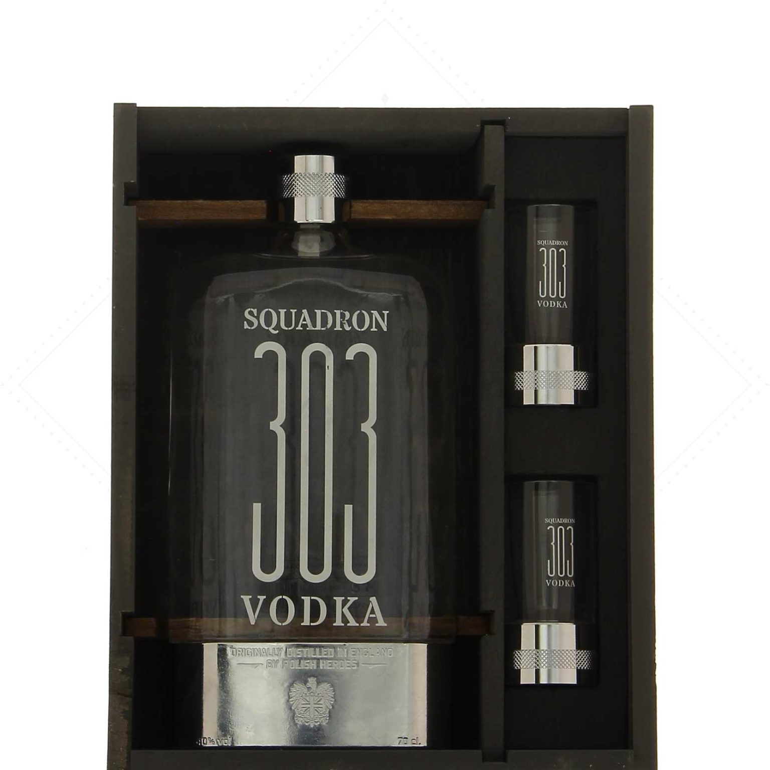 Squadron 303 Vodka original flask 40° en coffret 2 verres shooter - Rhum Attitude