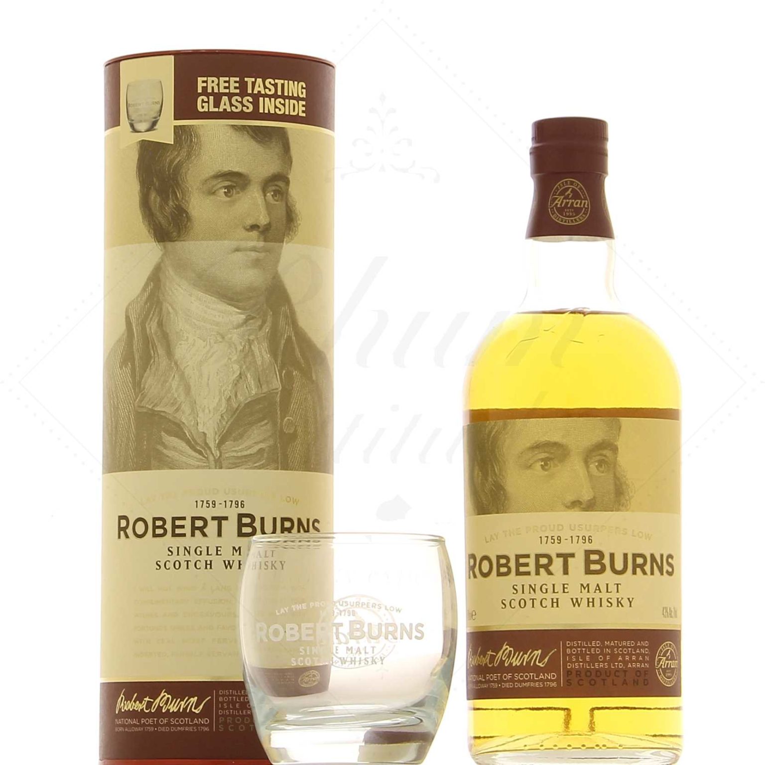 Arran Robert Burns Single Malt 43° avec 1 verre - Rhum Attitude