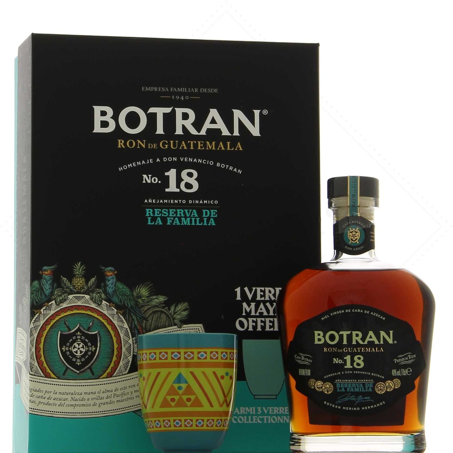 Botran 18 en coffret 1 verre Maya 40° - Rhum Attitude